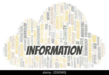 Information typography word cloud create with text only Stock Photo - Alamy