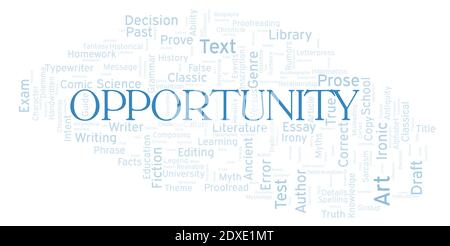 Opportunity typography word cloud create with text only Stock Photo - Alamy