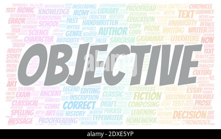 Objective typography word cloud create with text only Stock Photo - Alamy