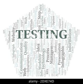 Testing typography word cloud create with text only Stock Photo - Alamy