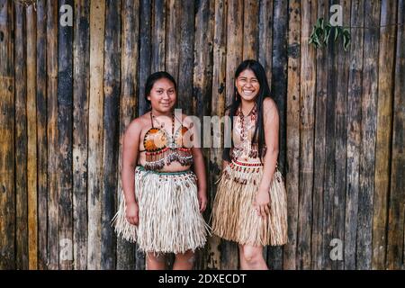 Two laughing native girls, portraits, Samara, Nicoya Peninsula ...