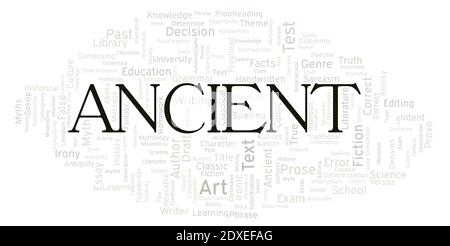 Ancient typography word cloud create with text only Stock Photo - Alamy