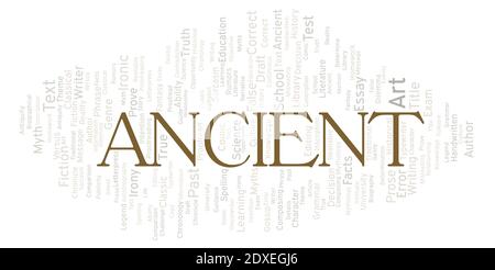 Ancient typography word cloud create with text only Stock Photo - Alamy