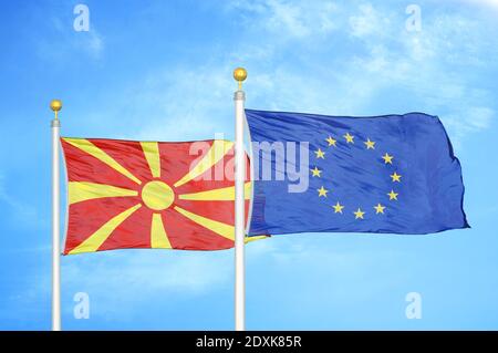 Flag of the European Union and Macedonia Stock Photo - Alamy