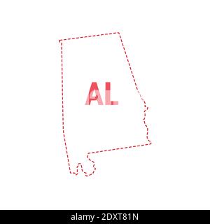 Alabama map. Blank vector map of the Us State with counties. Borders of ...