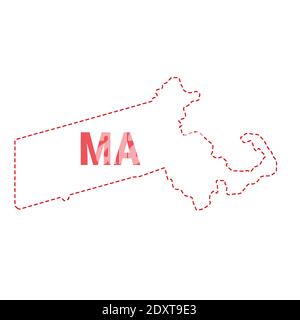 Massachusetts detailed silhouette map, dotted pattern and slanted ...