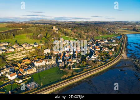 Aerial view of historic village of Culross in Fife, Scotland, UK Stock ...