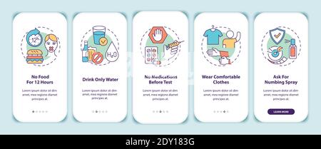 Blood test tips onboarding mobile app page screen with concepts Stock ...