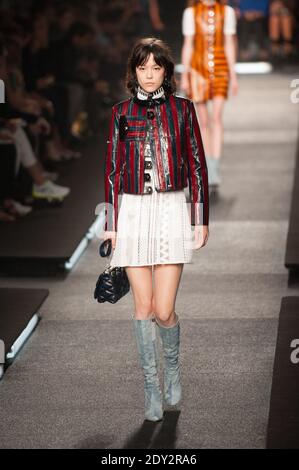 A model walks the runway at the Louis Vuitton show as part of Paris ...