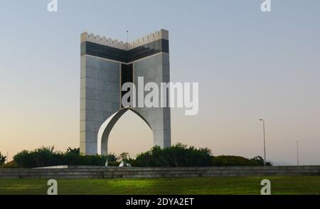 Omani gate on a coastal roundabout in greater Muscat, Oman Stock Photo ...