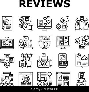 Reviews Of Customer Collection Icons Set Vector Stock Vector Image ...