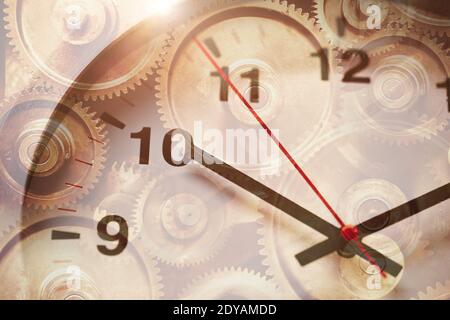 Time clock watch face overlay with blur sky for day times concept Stock ...