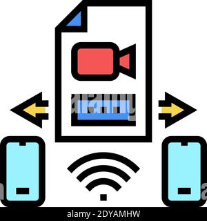 video file send to phone color icon vector illustration Stock Vector ...