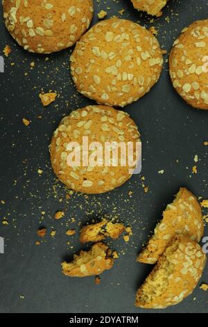 round ginger biscuit with crumbs. High quality photo Stock Photo - Alamy
