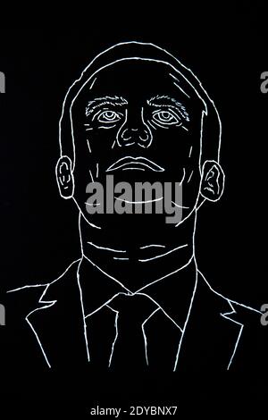 FRA - POLITIQUE - EMMANUEL MACRON Drawing of a portrait of Emmanuel ...