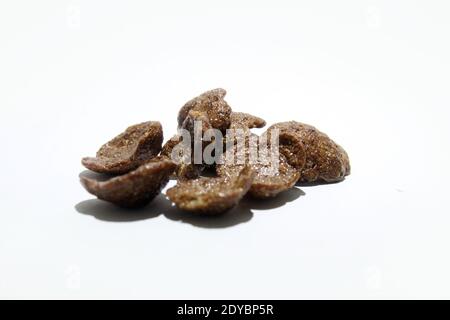Close up of tasty and crunchy choco crunch on white background Stock ...
