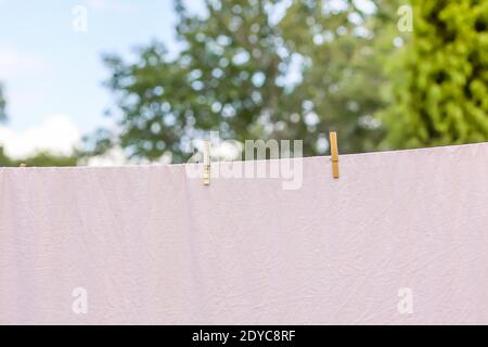 Bedclothes hanging in fresh air on the balcony, Oberammergau, Ammergau ...