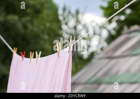Bedclothes hanging in fresh air on the balcony, Oberammergau, Ammergau ...