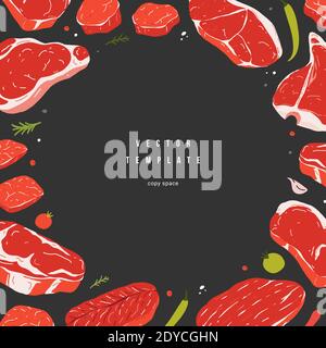 Steakhouse menu template, vector template with copy space for text ...