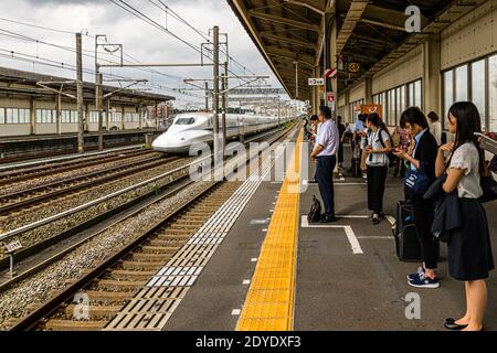 Shinkansen Platform in Kakegawa, Japan. The Shinkansen stops with the ...