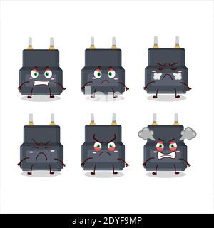 Adapter connector cartoon character with various types of business ...