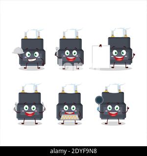 Adapter connector cartoon character with various angry expressions ...