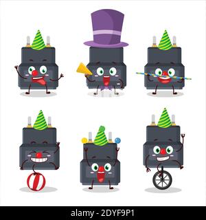 Cartoon character of adapter connector with various chef emoticons ...
