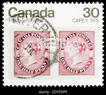 A vintage Queen Victoria 2d postage stamp from Great Britain on a white ...