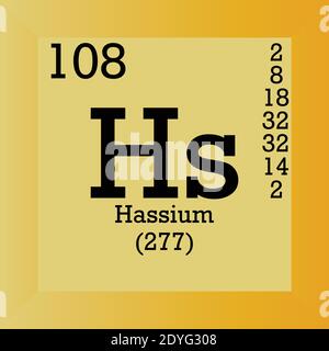 Hassium Hs chemical element. Hassium Sign with atomic number. Chemical ...