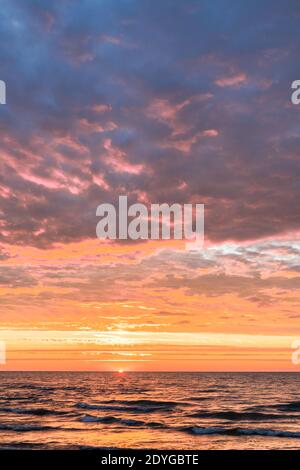 Sunset over Silver Lake Michigan MI in USA US Lower Peninsula State ...