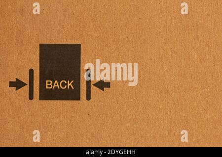 Packaging symbol to indicate back side of the material inside. Back ...