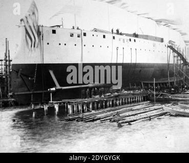 USS New York (BB-34) launching on October 30, 1912, at the Brooklyn ...