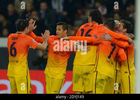 Barcelona's Lionel Messi joy after scoring the 2-1 goal during the ...