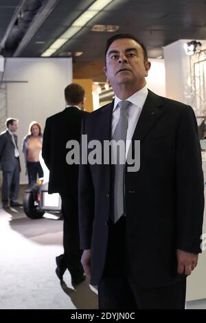 CEO of automaker Renault Carlos Ghosn alongside prefect Michel Jau ...
