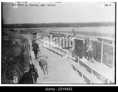 Landwehr in trenches near Suwalki, between 1914 and c1915. Soldiers in ...