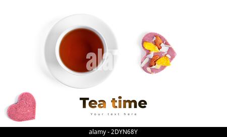 BANNER, LONG FORMAT Breakfast on a tray with fruit, buns, avocado ...