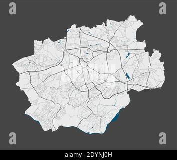 Bochum, Germany printable street map in classic style colors with all ...