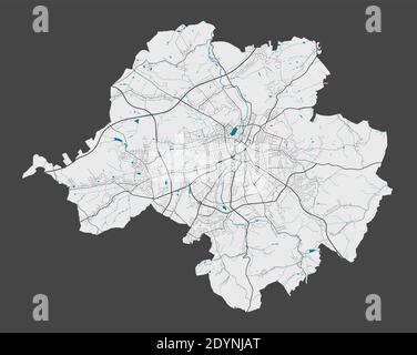 Detailed map of Chemnitz city administrative area. Royalty free vector ...