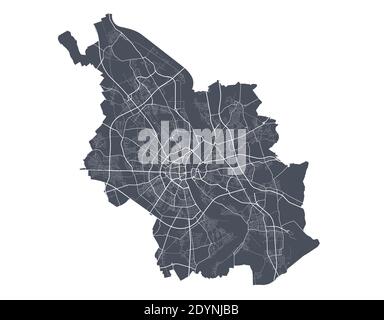 Detailed map poster of Cologne city administrative area. Cityscape ...