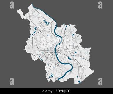 Detailed map poster of Cologne city administrative area. Cityscape ...