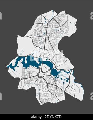 Canberra city map poster. Map of Canberra street map poster. Canberra ...