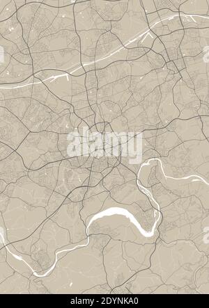 Essen, Germany printable street map in classic style colors with all ...