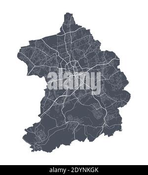 Essen, Germany printable street map in classic style colors with all ...