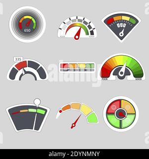 Credit score indicator scale level meter symbol. Low gauge credit score ...