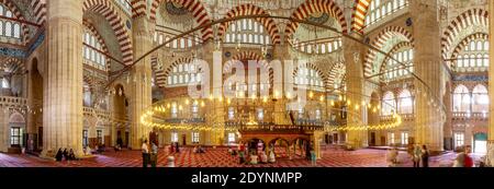 The Ottoman imperial Selimiye Mosque with the Turkish national flag ...