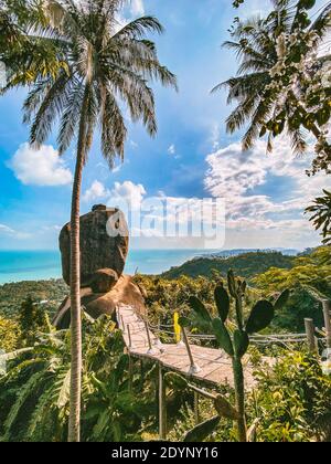 A scenic view of the Overlap Stone at Samui Island in Thailand Stock ...