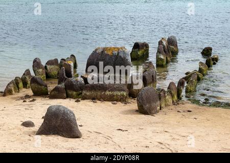 Dolmen of Guinirvit at the Bay of Kernic, Plouescat, Brittany Stock ...