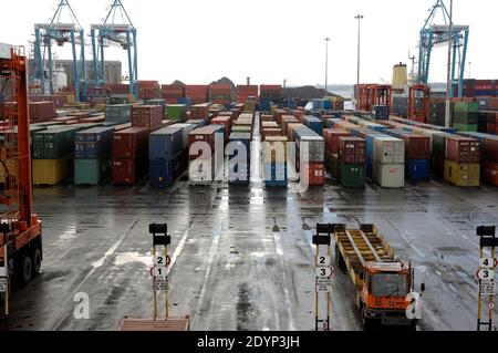 Container Lorries & Cargo Ships at Seaforth Dock, Port of Liverpool and ...
