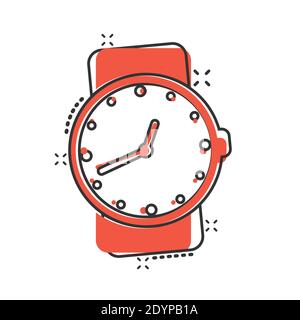 Wrist watch icon in comic style. Hand clock cartoon vector illustration ...