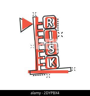 Risk level icon in comic style. Result cartoon vector illustration on ...